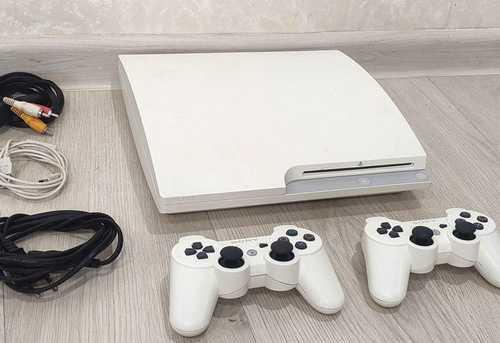 Прошитая Sony PS3 Slim 320GB White +2 джоя +45 игр