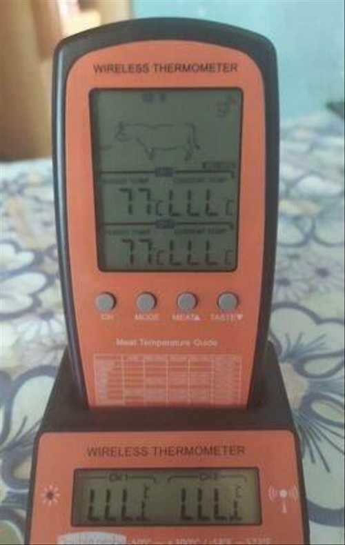 Беспроводной термометр с 2 термощупами