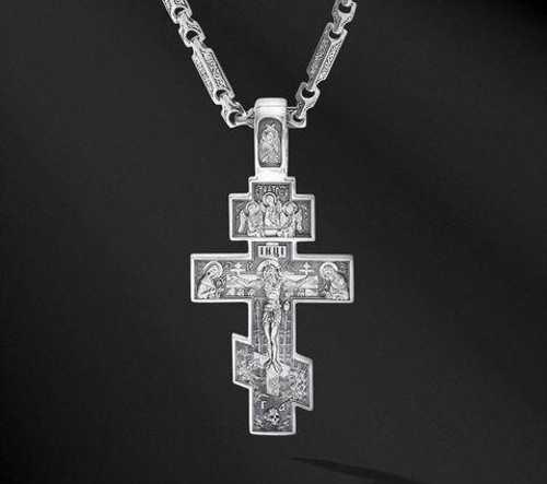 Крест большой православный мужской серебро 925