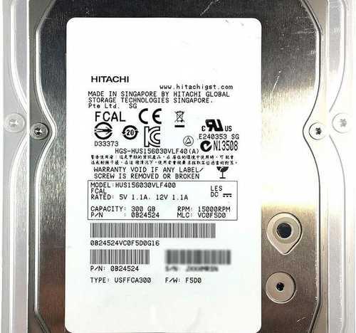 HUS156030VLF400 HDD Hitachi 300 гб 3,5"