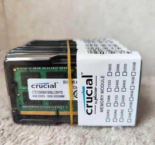 Оперативная память DDR3 4 GB для ноутбука Crucial