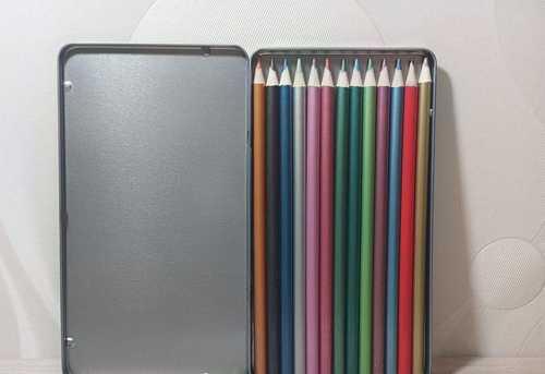 Набор цветных карандашей в металлическом пенале