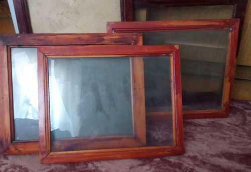 Рамка деревянная старинная со стеклом