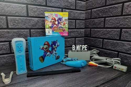 Nintendo Wii Blue Edition + Игра Mario and Sonic