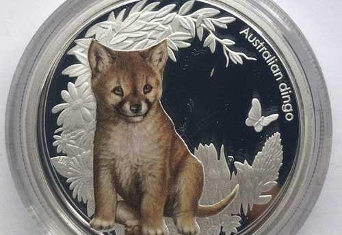 Монета серебро Щенок собаки Динго Австралия