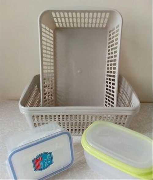Пластиковые контейнеры для еды, ящик -корзинка