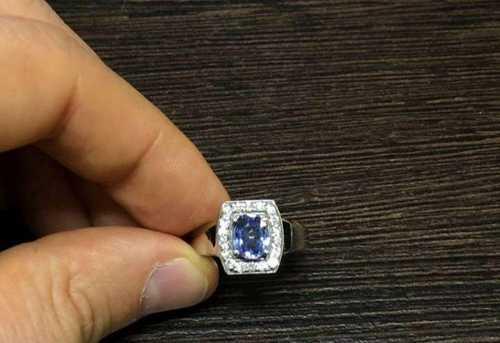 Кольцо белое золото с природным сапфиром 1,8ct