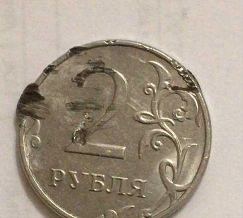 Монета 2 рубля 2018 года с браком