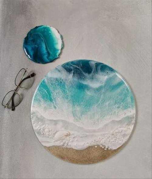 Картина из эпоксидной смолы Море с ракушками