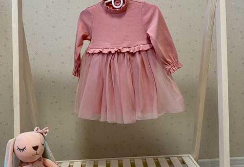Платье розовое на праздник,утренник,др 80-86