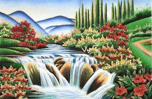 Картина для интерьера Горная река из самоцветов