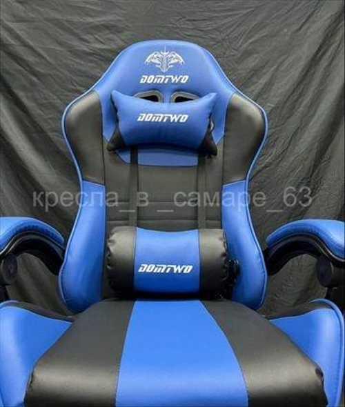 Компьютерное кресло черно-синее / экокожа