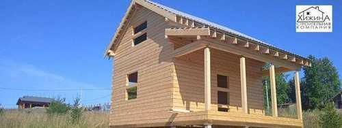 Строительство домов срубов 6х6 из бруса с террасой