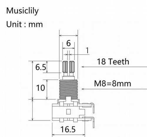 Потенциометр MN500K балансный Musiclily MX1960-2