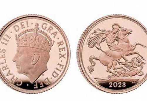Монета Соверен Коронация Карла III золото 917
