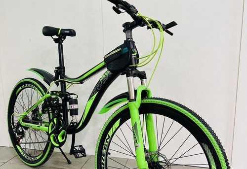 Велосипед 26 колеса Green Damper 2023г (черно-зел)