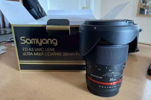 Объектив samyang 35 mm F1.4 для Canon EF