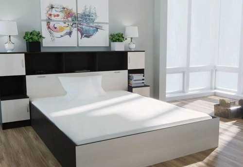 Кровать двухспальная "Бася" с прикроватным блоком