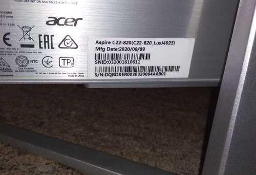 Моноблок aser aspire c 22-820 неисправный