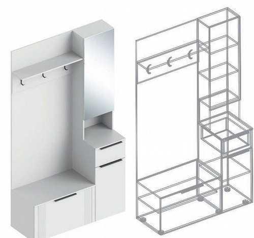 Прихожая Вита правая белый лофт