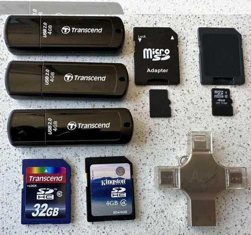 Карты памяти SD, micro SD, USB флешки/ 4,64,128 GB