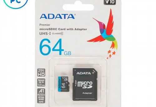 Флеш карта microSD 64GB adata Premier V10 (SD адап