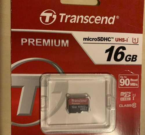 Карта памяти 16Gb MicroSD Transcend