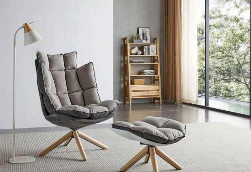 Комплект мебели кресло и пуф Husk, серый