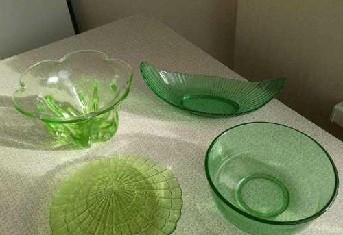 Посуда зеленое стекло СССР