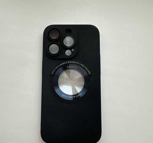 Чехол на iPhone 14 pro черный с защитой на камеру