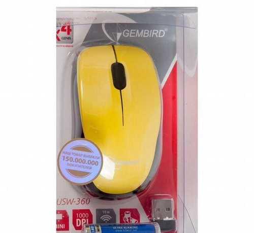 Мышь Gembird musw-360-LM USB, черно-желтая musw-36