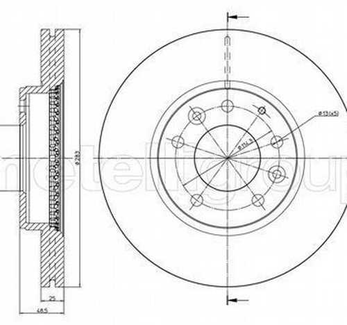 Диск тормозной передний вентилируемый Metelli 23-0621C