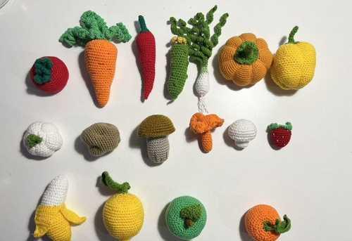 Вязаные овощи, фрукты, грибы