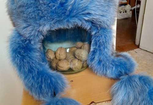 Шапка из песца с натуральной замшей