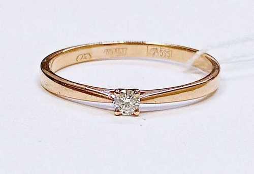Золотое кольцо с бриллиантом 16,5 размер