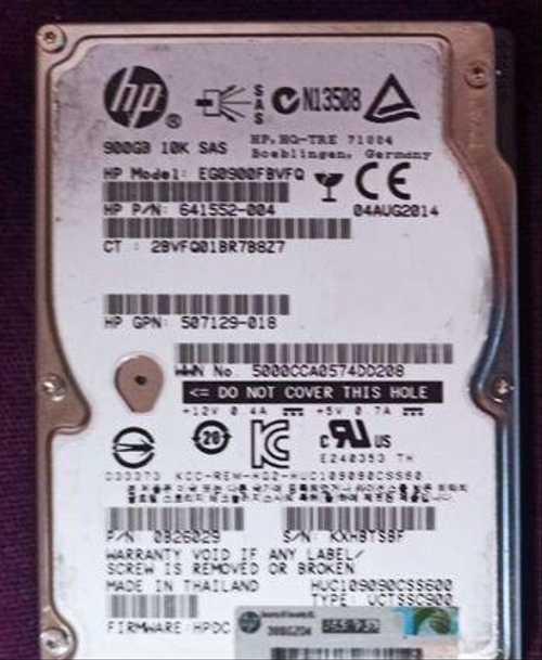 Жесткий диск hp EG0900fbvfq 900gb sas