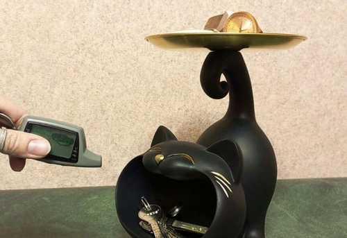 Конфетница ключница статуэтка чёрный кот Новгород