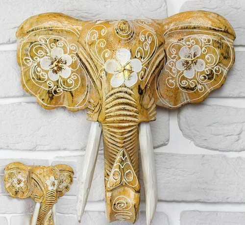 Сувенир дерево Голова слона золотая