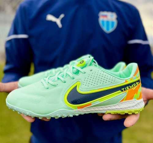 Сороконожки Nike Tiempo Legend 9 Light Green&Orange