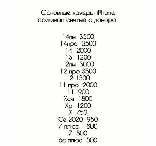 Основная камера iPhone всех моделей оригинал