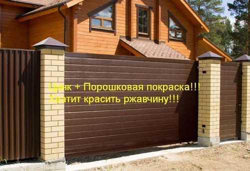 Откатные ворота из сэндвич панелей Zn
