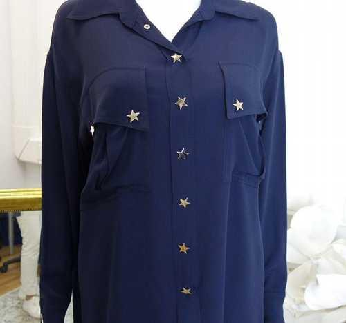 8PM новая шикарная рубашка шелк oversize Xs