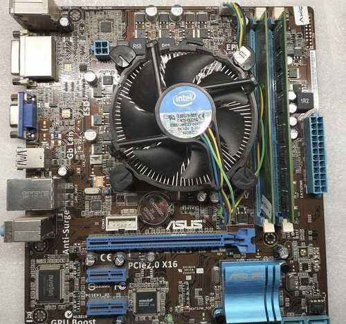 Комплект, asus P8H61-M LGA1155, 4гб озу, кулер, бу