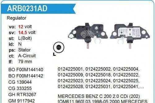 Krauf ARB0231AD Регулятор генератора MB W202 OM611