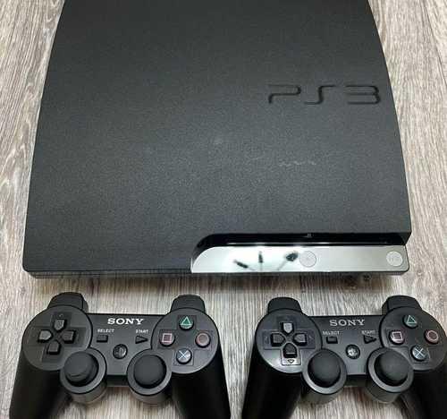 Sony PlayStation 3 Slim, 320 ГБ, Прошитая, 2 геймпада