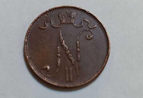 Редкая монета Русской Финляндии 1915, Медь Вензель