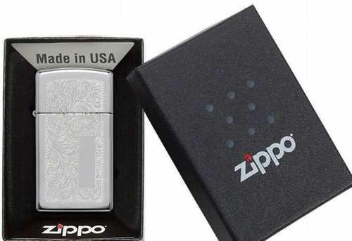 Зажигалка Zippo 1652 Slim серебристая Оригинал
