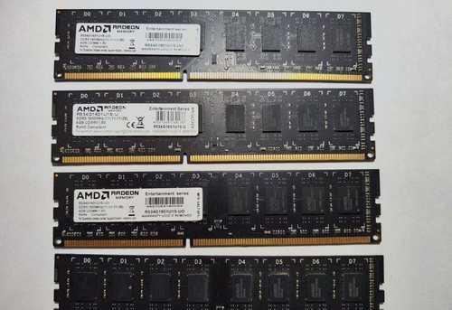 Оперативная память ddr3 AMD 4gb x 4 1600mhz