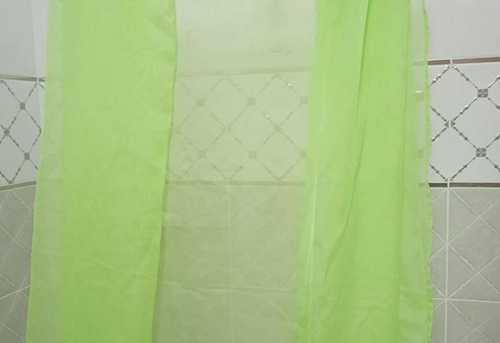 Готовая штора вуаль зеленая