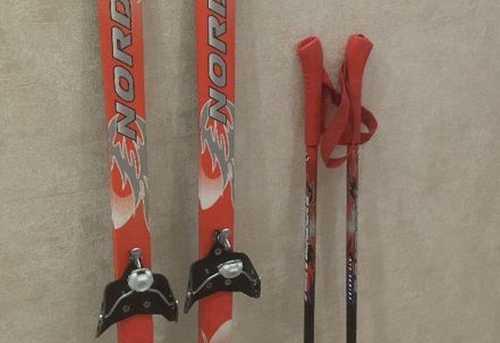 Лыжи беговые детские 120 в комплекте с палками